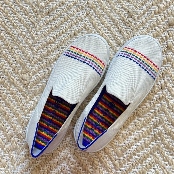 Rothy's | Shoes | Rothys Sneaker White Rainbow Knit Fabric Slip On ...